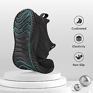 Slip On Sneakers for Women-Fashion Sneakers Walking Shoes Non Slip Lightweight Breathable Mesh Running Shoes Comfortable All Black 9