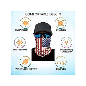 Outdoor Face Mask Scarf Bandana Multiple Functions UV Protection Wind dust Proof Headwear for Men and Women Cycling Motorcycling Hiking Skiing American Flag