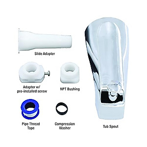DANCO (88703) Tub Spout with Diverter, Chrome Finish, Metal, 1-Pack