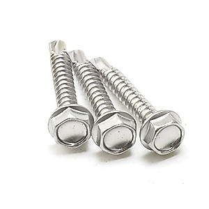 Stainless #8 Hex Washer Head Self Drilling Sheet Metal Tek Screws with Drill Point(1/2" to 2-1/2" Lengths),100 Pieces (#8 x 3/4"(M4.2 x 19mm))