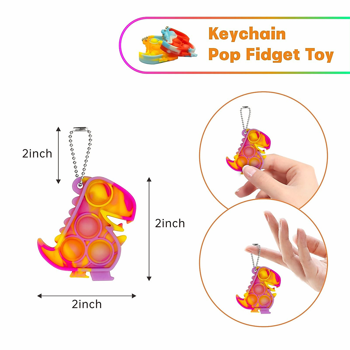 Dinosaur Toys Pop Fidget Toys Its Birthday Party Favors for Kids Toys 20 PCS Mini Pop Keychain It Sensory Fidget Toy Packs Goodie Bag Stuffers Fidgets for Classroom Prizes Christmas Stocking Stuffers