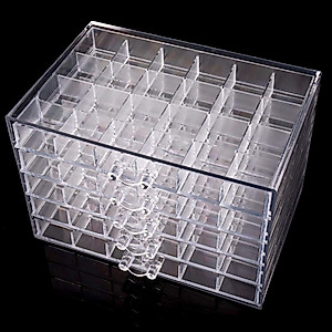 CUTICATE Transparent Plastic Storage Organizer for Beads, Rings, Jewelry Accessories, Art, and Small DIY Crafts - 120 Slots