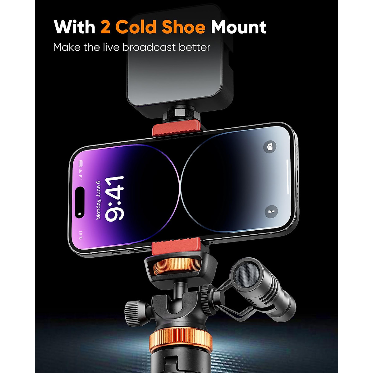 Weilisi Metal Phone Tripod, 67" Tall Tripod for iPhone with 360° Adjustable Stable for iPhone Tripod Stand with Remote, Cell Phone Tripod for Video Recording for All Cellphones