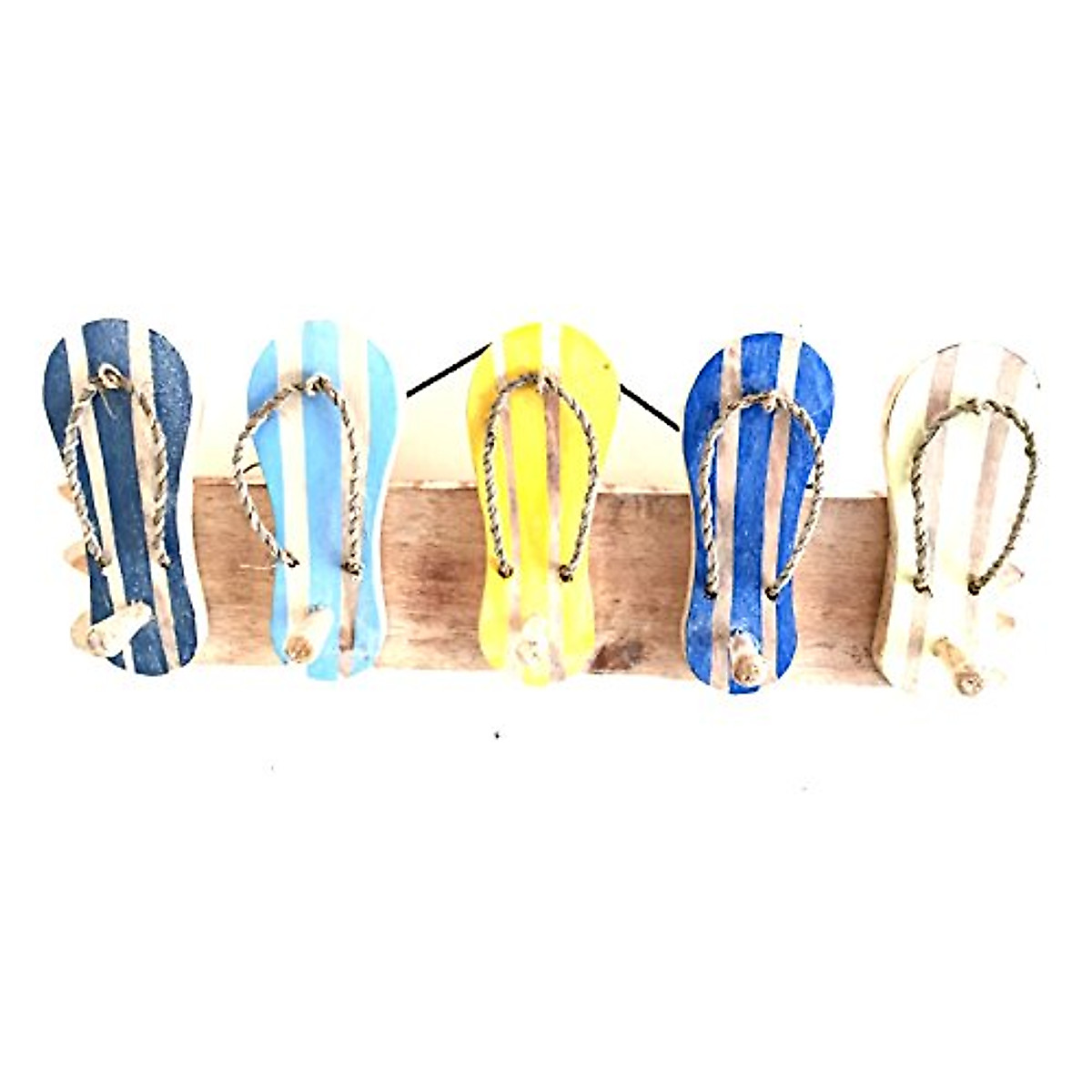 OMA Wooden Tropical Beach FLIP Flops Sign Towel Wall Hook Hanger Pool House Decor Coastal Beach Flip Flop Decor