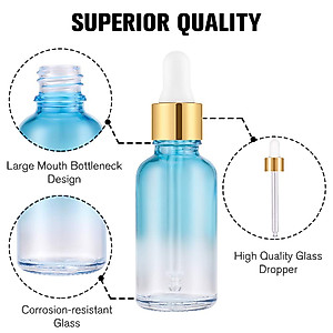 PrettyCare Eye Dropper Bottles 1oz (Rainbow Colored Glass Bottle 24 Pack 30ml with Golden Caps, 48 Labels, Funnel & Measured Pipettes) Empty Tincture Bottles for Essential Oils, Perfume