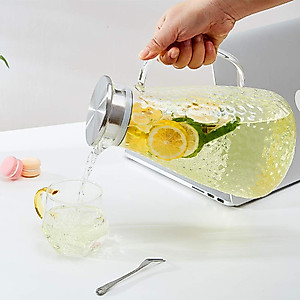 Karafu Glass Pitcher with Lid, Safe Packing, 78 Oz Heat Resistant Water Jug for Hot/Cold Water, Ice tea and Juice Beverage Clear