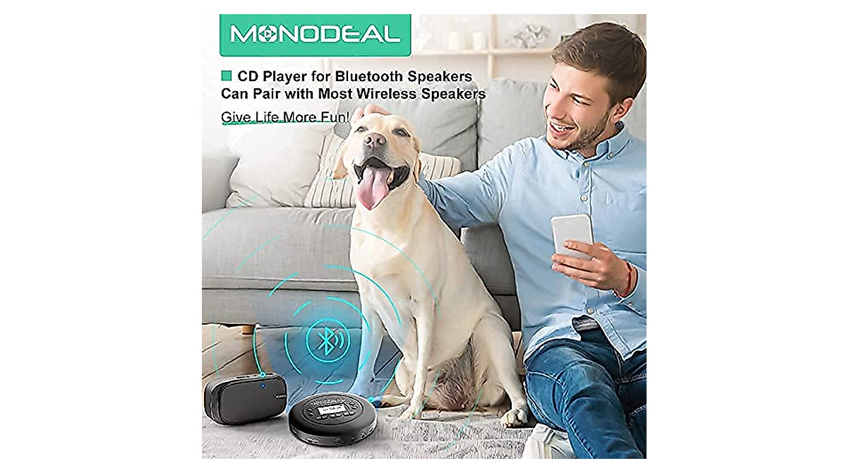 Portable Bluetooth CD Player - MONODEAL Rechargeable Walkman