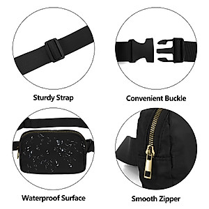 Frenou Fanny Pack For Women and Men Belt Bag Fashion Gift Waist Pack With Adjustable Strap For Travel Running Hiking Walking Black