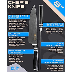 KESSAKU 8-Inch Chef Knife - Ronin Series - Forged High Carbon 7Cr17MoV Stainless Steel - Pakkawood Handle with Blade Guard