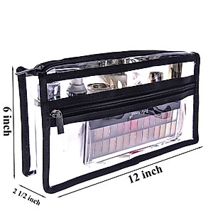 Jula Vance Clear PVC Makeup Bag Transparent Actor Bag Large Cosmetic Organizer Bag Makeup Kits Pouch Travel Make Up Accessories Storage Bag Clear Pencil Pouch Case Bag