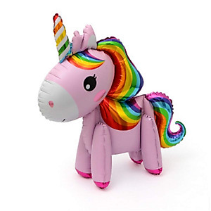 6 Pack 3D Unicorn Balloons Walking Animal Balloons Aluminum Foil Balloons for Birthday Party Decorations Supplies Wedding Baby Shower Decoration, 6 Style