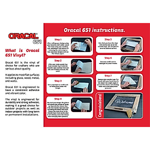 12.125" x 50ft Roll of Oracal 651 Black Craft Vinyl - On a 2.5" Core - Adhesive Vinyl for Cricut, Silhouette, and Cameo Cutters - Gloss Finish - Outdoor and Permanent