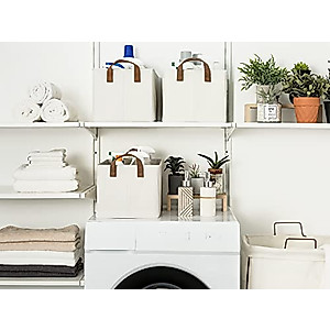 StorageWorks Storage Bins For Shelves With Metal Frame, Rectangle Storage Baskets, Beige, 2-Pack