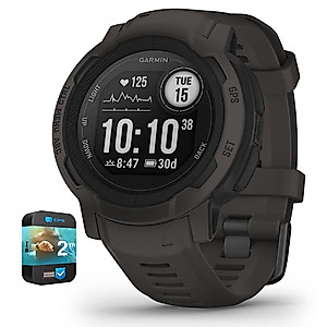 Garmin 010-02563-10 Instinct 2S Rugged Outdoor Smartwatch Graphite Bundle with Premium 2YR CPS Enhanced Protection Pack