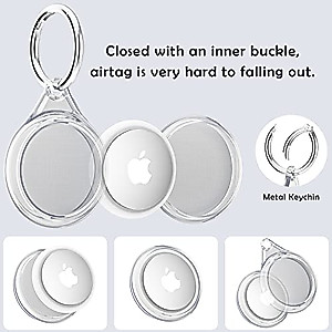 Waterproof Airtag Holder, Fhtase 4 Pack Apple Airtag Keychain, AirTag Case for Dog Collar, Luggage, Tracker Key Ring, 360 Full Body Coverage Protective Cover Clear