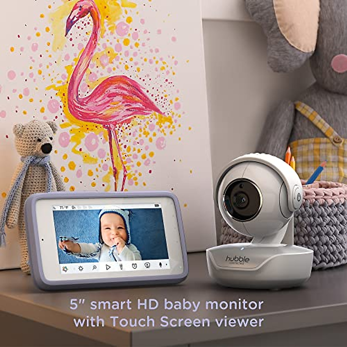 Hubble Connected Nursery Pal Premium Smart Video Baby Monitor with 5" Inch Touch Screen, Privacy Mode, Infrared Night Vision, Two-Way Talk, Room Temperature Sensor and Smartphone App