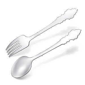 Silverware Set for 1, Sterling Silver Flatware Cutlery Set, Eating Utensils Set with Vintage Relief, Handmade, Finely Polished (Sun Flower)