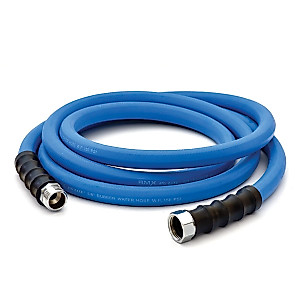 BluSeal Hot/Cold Water Rubber Garden Hose, 100% Rubber, Ultra-Light, Super Strong, 500 PSI, 50F to 190F Degrees, High Strength Polyester Braided (1" x 6')