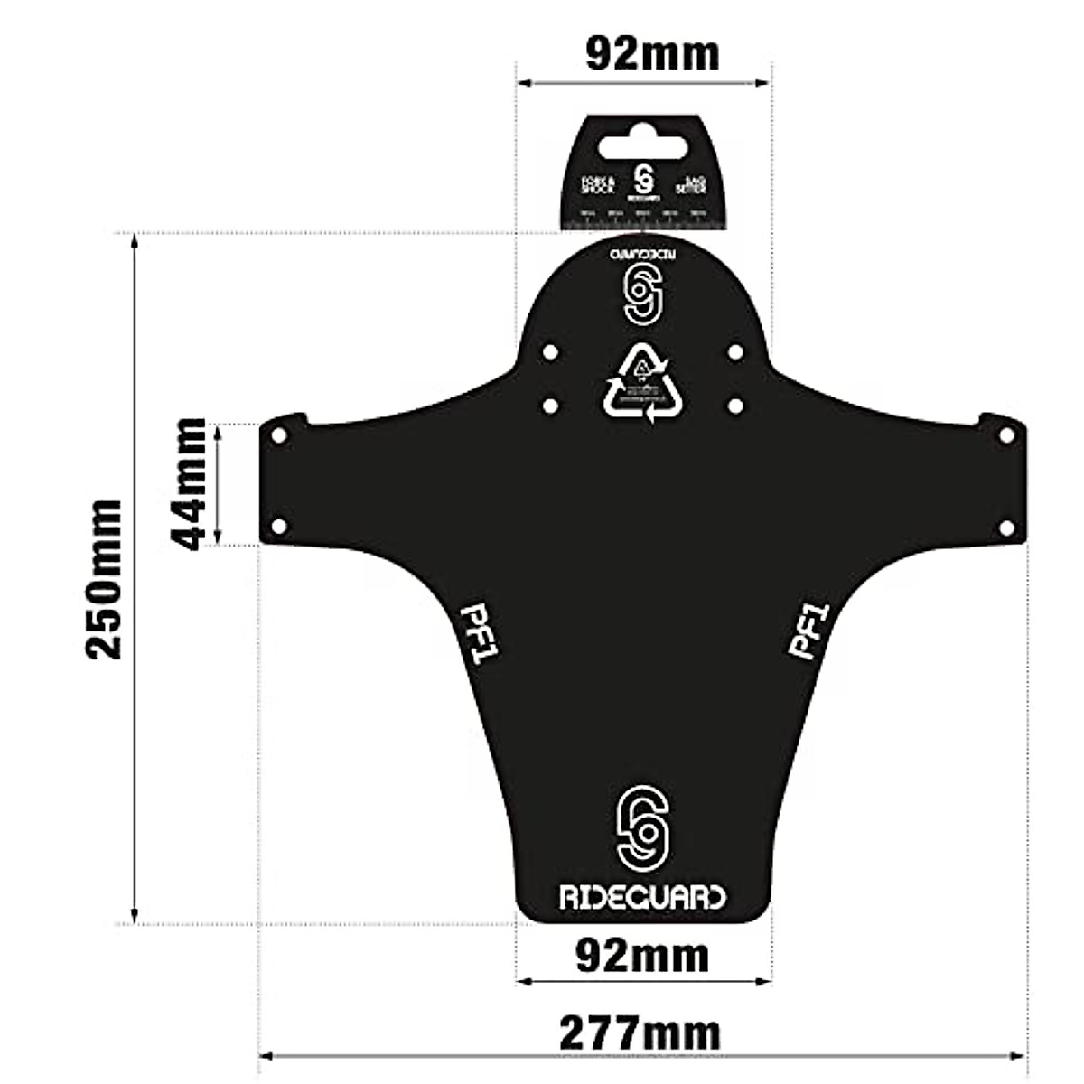 RideGuard PF1 Mr Sakamoto. Front MTB Mudguard Mountain Bike Fender. Fits 24”, 26”, 27.5”, 29”, Plus Size and Fat Bikes. UK Made 100% Recycled Plastic Waste 100% Recyclable.