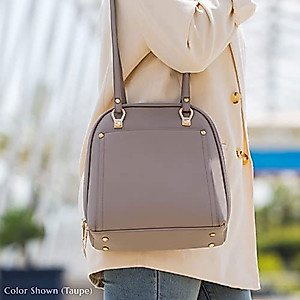 Miztique - The Daisy Purse for Women, Soft Vegan Leather Shoulder Strap Bag or Convertible Backpack - Taupe