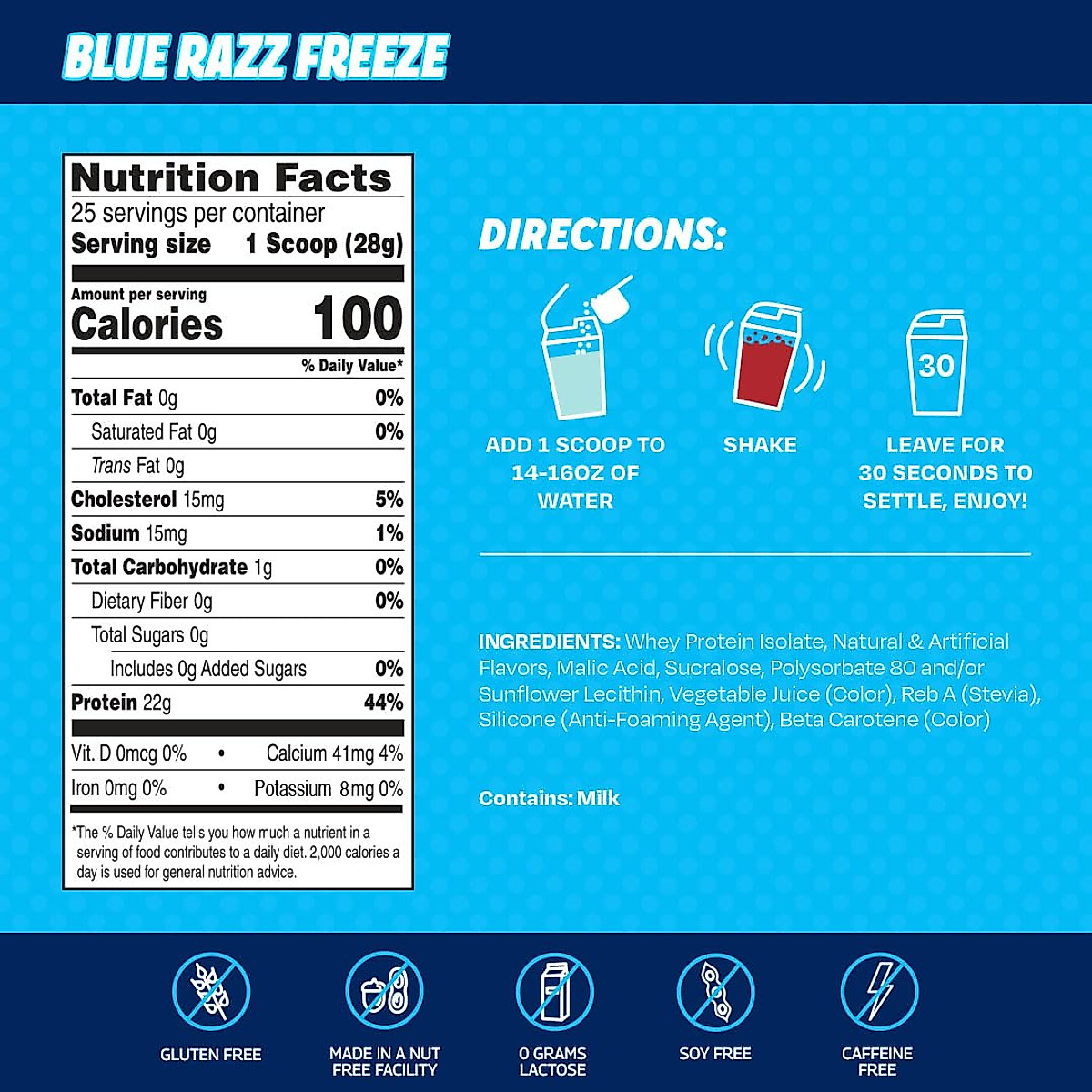 SEEQ Clear Whey Isolate Protein Powder, Blue Razz Freeze - 25 Servings, 22g Protein Per Serving - 0g Lactose, Sugar-Free, Keto-Friendly, Soy Free - Juice-Like Protein, Post-Workout Recovery
