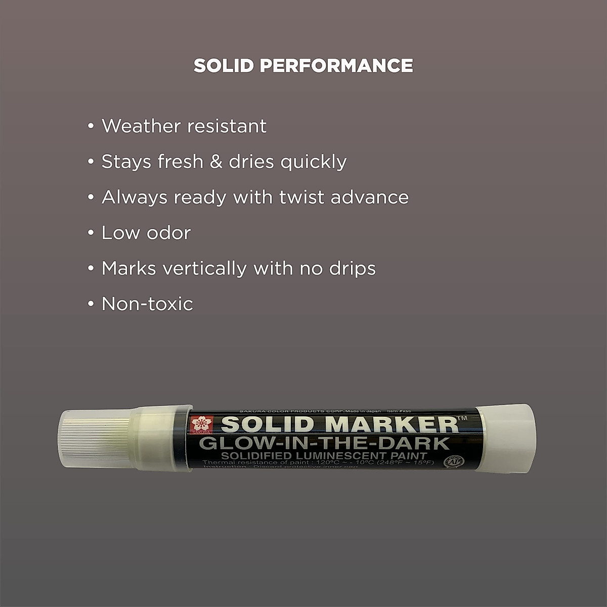 SAKURA Solid Glow-In-the-Dark Paint Markers - Permanent Marker Paint Pens - Window, Wood, & Glass Marker - Glow In the Dark Paint - 1 Pack