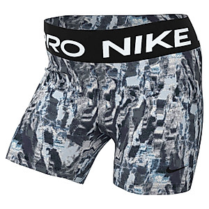 Nike Pro Women's Mid-Rise Allover Print Shorts (as1, Alpha, x_l, Regular, Regular, Black/Black)