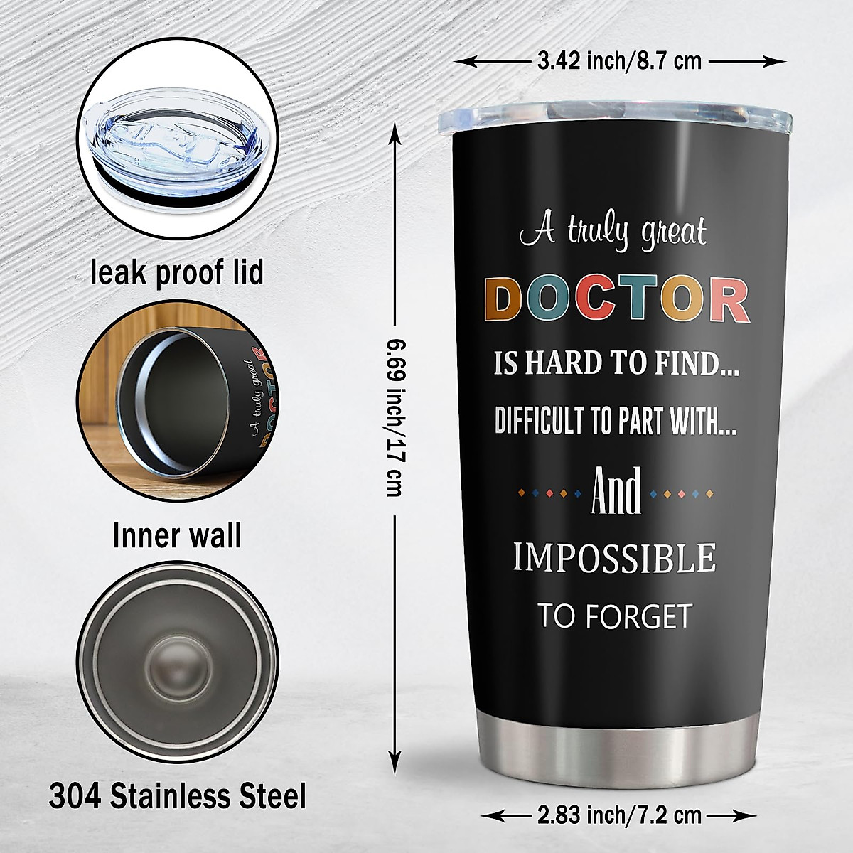 Qatdey Doctor Gifts Tumbler 20oz, Doctor Appreciation/Graduation Gifts for Men/Women, Retirement/Doctors Day Gift for Dr./MD Cup 1PC