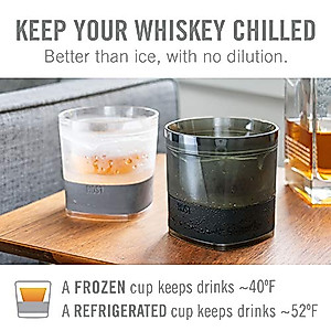 Host Freeze Cooling cups set of 2, Old Fashioned Glass with Silicone band for Bourbon, Scotch, and Whiskey, whisky gifts for men, Smoke