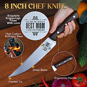 risadas Mothers Day Gifts for Mom - Mom Gifts for Mothers Day, 8 inch Chef Knife - Birthday Gifts for Mom, Best Mom Ever Gifts - Gifts for Mom from Daughter Son, Christmas Stocking Stuffers