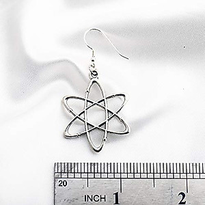 Atom Science Symbol Earrings Chemistry Scientist Physicist Chemist Teacher Gift Science Lovers Jewelry Gifts (silver)
