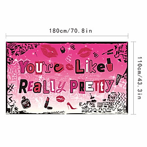 Generic You're Like Really Pretty Backdrop Banner Ladies Night Party Decorations for Mean Girls Birthday Party Bachelorette Party Decorations, pink