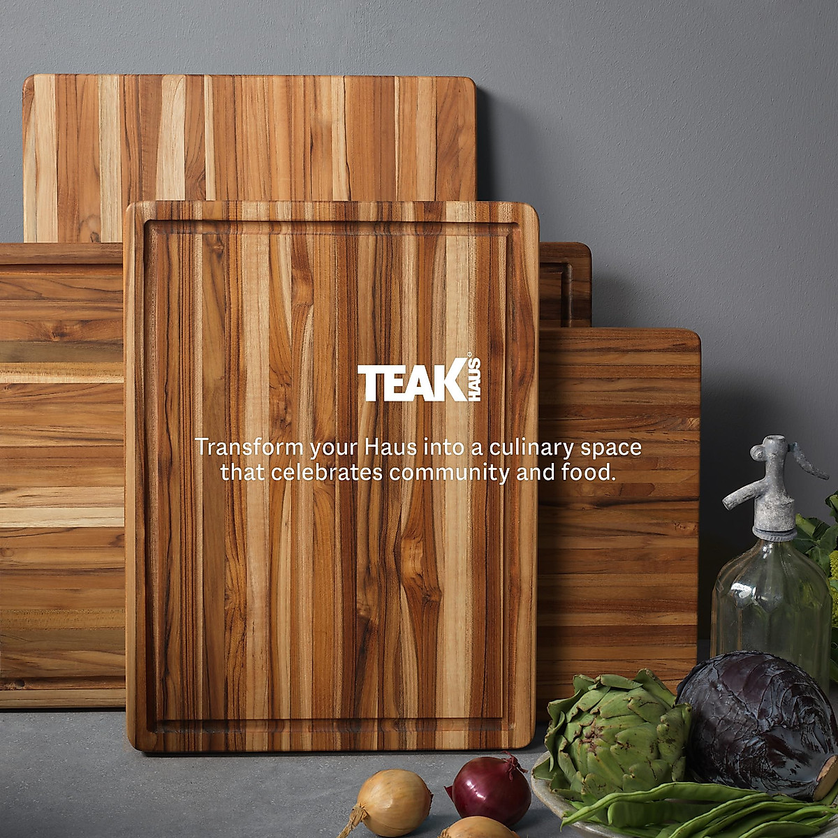 TeakHaus Edge Grain Carving Board w/Hand Grip (Rectangle) | 20" x 15" x 1.5"