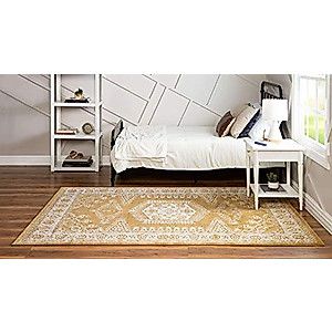 Unique Loom Utopia Collection Area Rug - Larissa (9'x 12' 2" Rectangle, Gold/ Ivory)