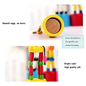Finger Puppets, Wooden Cute Colorful Cartoon Puppets, Swing Dancing Body collapsing Desktop Toys for Kids Toddlers (3 Giraffes)
