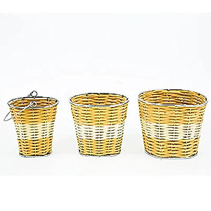 Generl Oval-3 pieces-wicker hand-woven Easter basket 7 inches, 5 inches, 3 inches, with handle) Woven frame-oval willow basket with stainless steel lining