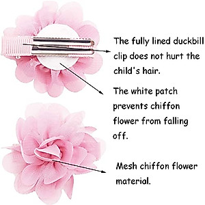 DeD 40PCS 2" Chiffon Flower Hair Bows Clips Flower Tiny Hair Clips Fine Hair for Girls Infants Toddlers Set of 20 Pairs