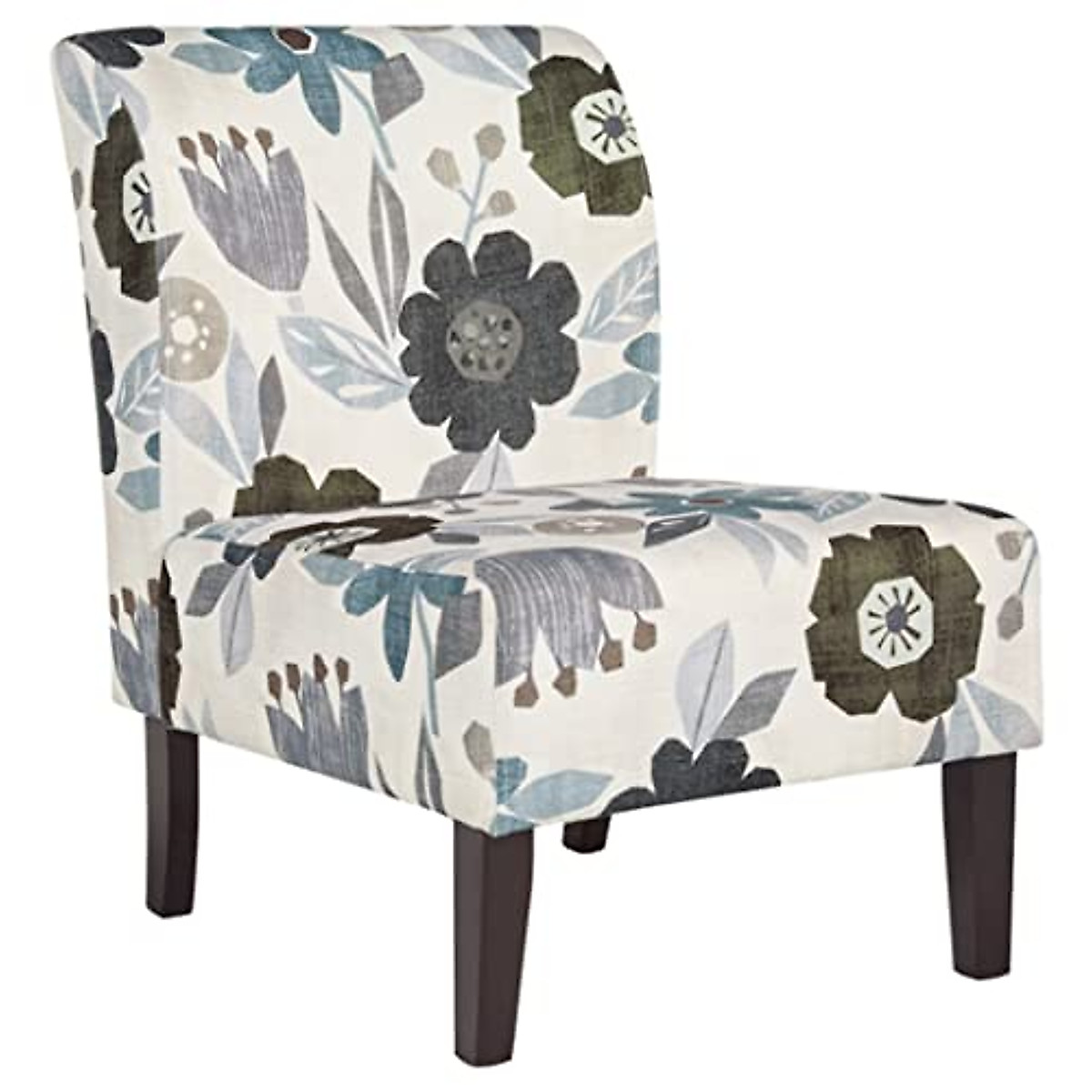 Signature Design by Ashley Triptis Floral Armless Accent Chair, White, Blue & Gray