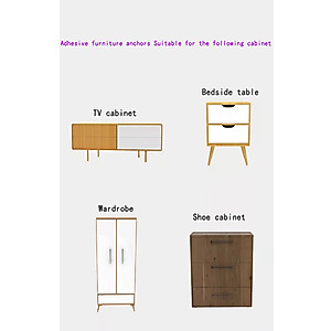 Ainior Adhesive Furniture Anchors for Baby Proofing, Secure Bookcase Dresser Shelf Cabinet to Wall for Child Safety - 2.36x2.36x0.1 inch ZJ001 0