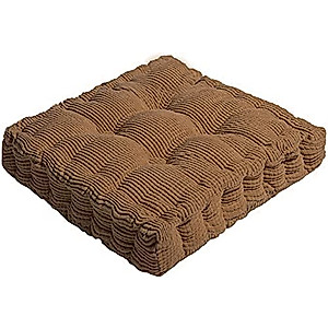 ChezMax Chair Cushions Large Outdoor Indoor Seat Cushion Thickened Bench Mat Durable Floor Pillow Winter Chair Pads for Bedroom Balcony Car Office Patio Sofa Travel Brown Square 20"