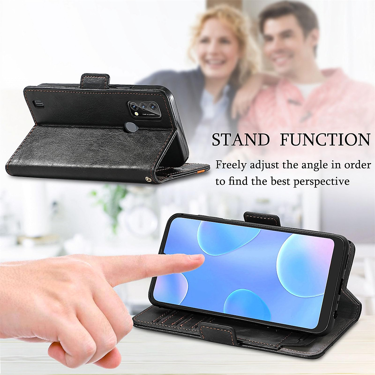 Compatible with Oppo Reno2 Cover,Compatible with Oppo Reno 2 PU Leather Card Slot Magnetic Closure Flip Stand Wallet Protective Case HEI