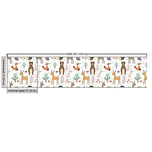 Lunarable Forest Fabric by The Yard, Hand Drawn Bear Owl Hedgehog Mushroom Moose Rabbits Friends Pattern, Decorative Fabric for Upholstery and Home Accents, 3 Yards, Coffee Brown