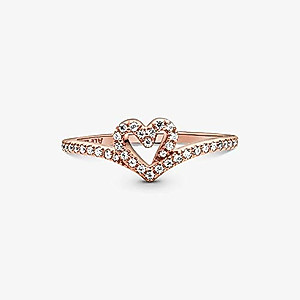 PANDORA Sparkling Wishbone Heart Ring