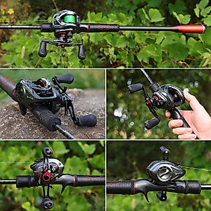 Sougayilang Fishing Rods, Spinning Rods and Casting Fishing Rods, with Full Carbon Fiber Handle, 24T Carbon Fiber 2PCS Fishing Pole for Long Casting Bass, Trout, Panfish（Cast-7'）