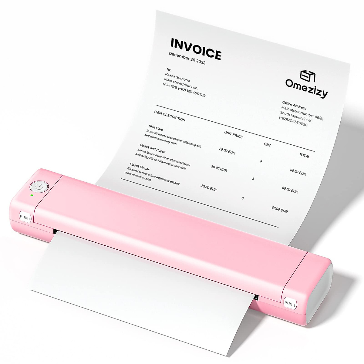 Portable Printers Wireless for Travel - Bluetooth Thermal Mobile Printer Support 8.5" X 11" Letter Size Thermal Paper, On the Go Inkless Portable Bluetooth Printer for Laptop, Phone and Ipad - Pink