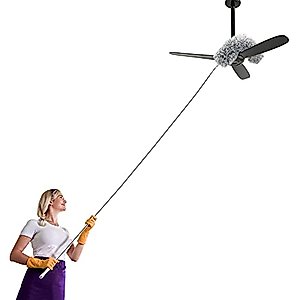 Anawin Microfiber Duster for Cleaning, 100’’ Duster with Extension Pole, Extendable Bendable Cobweb Telescoping Long Dusters for High Ceiling Fan, Blinds, Vents, Furniture, Cars(Single Head)