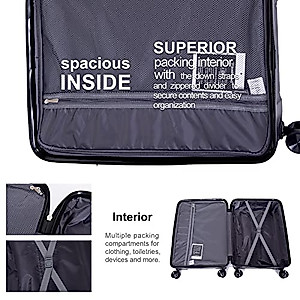 Travelhouse Luggage 3 Piece Set Suitcase with Spinner Wheels TSA Locks PP Luggage Hardside Carry on 20in 24in 28in For Unisex (Black)