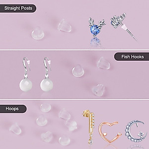 Silicone Earring Backs, 1200pcs Earring Backings Rubber, Soft Clear Ear Back Pads Backstops Bullet Clutch Stopper Replacement for Earring Studs Hoops, Diameter 4mm