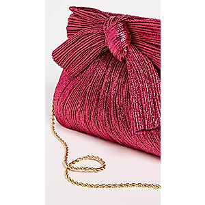 Loeffler Randall Women's Pleated Frame Clutch with Bow, Fuchsia, Pink, Metallic, One Size