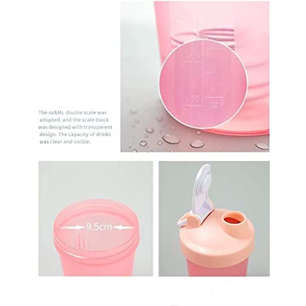 Shaker Bottle A Small Pure Plum Purple 12Oz/400ml w. Measurement Marks & Stainless Whisk Blender Mixer Ball,BPA Free,Made of PP5,-4~248 °F,Perfect for Nutrition/Protein/Keto/Juice Powder Shaking